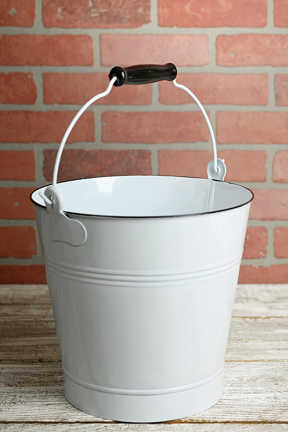 White Enamel 10" Bucket with Swivel Handle - Save-On-Crafts
